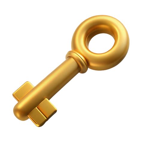 Rare Abstract Professional Render Concept Art Style Single Brass Key Isolated Cutout With