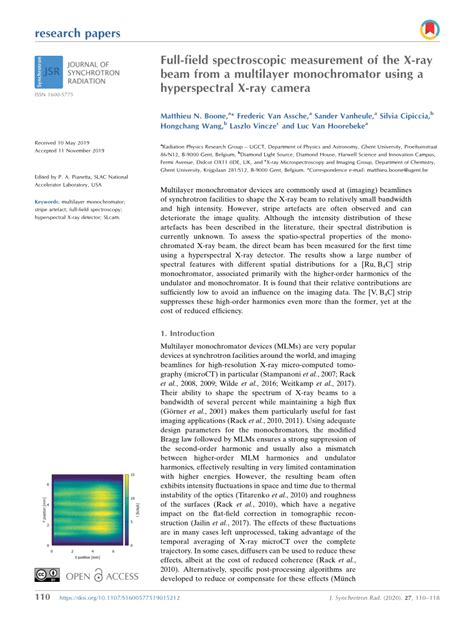 Pdf Full Field Spectroscopic Measurement Of The X Ray Beam From A Multilayer Monochromator