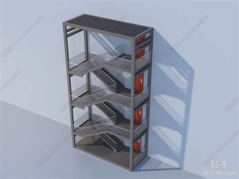现代户外钢架楼梯3d模型下载【id 1159175243】 知末3d模型网