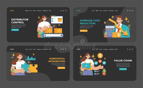 Vertical Integration Web Or Landing Set Company S Supply Chain Optimization Stock Illustration