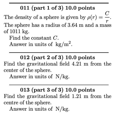 solved 011 part 1 of 3 10 0 points the density of a