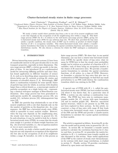 Pdf Cluster Factorized Steady States In Finite Range Processes