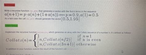 solved write a recursive function rec a a k that generates