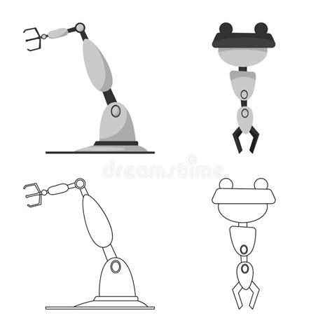 Vector Illustration Of Robot And Factory Symbol Set Of Robot And Space Stock Vector