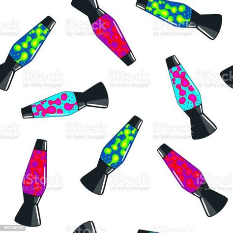 흰색 배경에 고립 된 용암 램프와 함께 완벽 한 패턴입니다 용암에 대한 스톡 벡터 아트 및 기타 이미지 용암 전등 0명 Istock