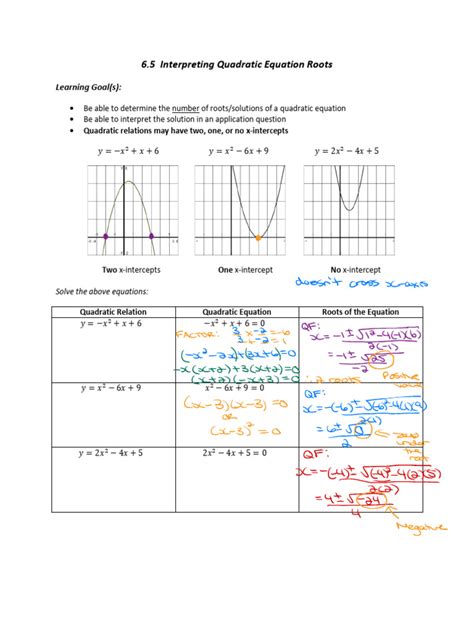 Fregate 65 Interpreting Quadratic Equation Roots Pdf Quadratic Equation Discrete Mathematics