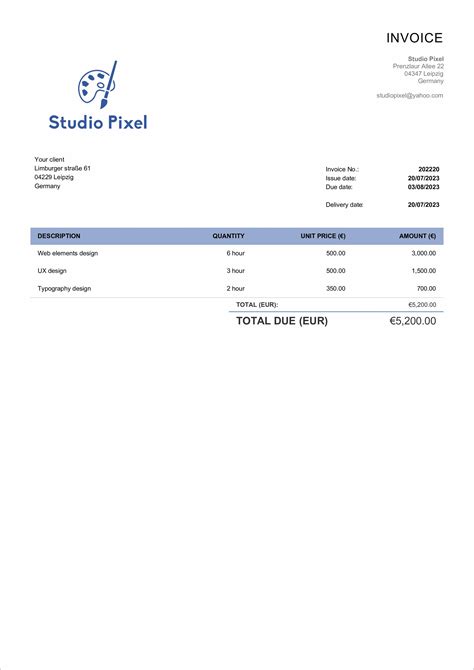 Free Graphic Design Invoice Templates Billdu