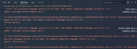 Clone模板程序后，f5开始调试，提示支持的语言最高到217，上网搜索后，运行了flutter Clean，dart Tool文件夹被删除，再次运行调试，报错 · Issue 402