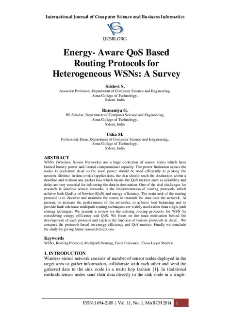 Pdf Energy Aware Qos Based Routing Protocols For Heterogeneous Wsns