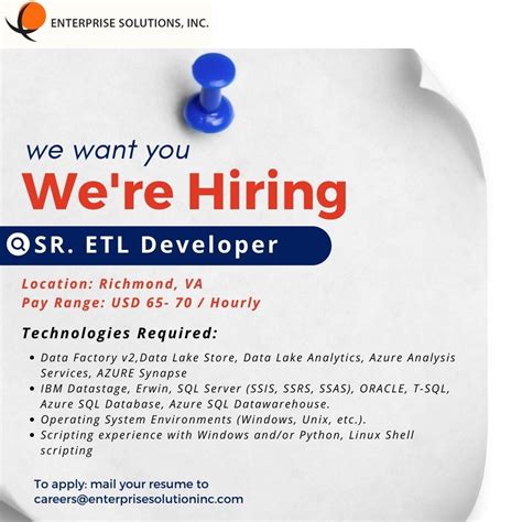 enterprise solutions inc on linkedin hiring etldeveloper dataengineering azuredatafactory