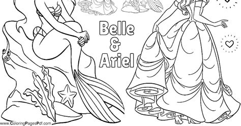 Download And Print These Belle And Ariel Coloring Pages For Free Belle And Ariel Coloring Pages Are