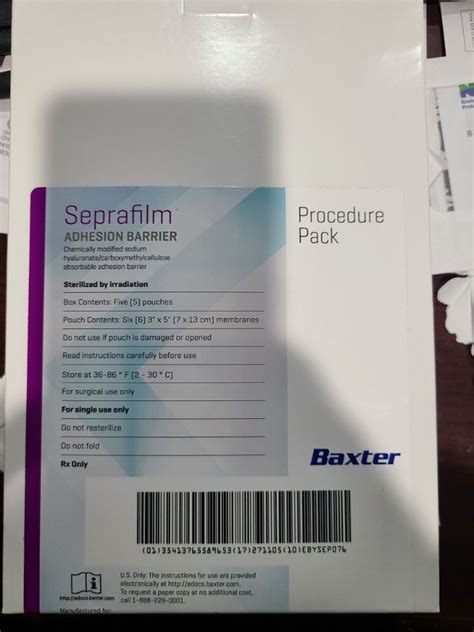 New Baxter Healthcare 5086 02 Genzyme Seprafilm Adhesion Barrier
