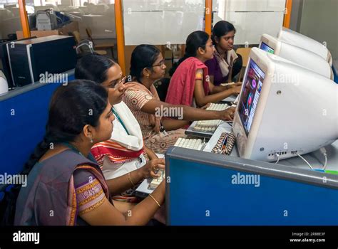 Years Old Indian College Babes In The Computer Lab At Coimbatore Tamil Nadu South India