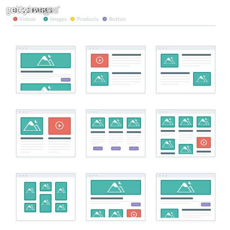 Website Wireframe Layouts UI Kits for Site map and Ux Design 게티이미지뱅크