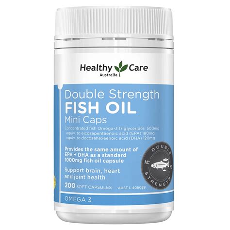 Healthy Care Double Strength Fish Oil Mini 200 Capsules Healthylife
