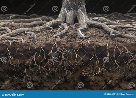 Ai Generative View Of Tree Roots In The Ground Stock Illustration