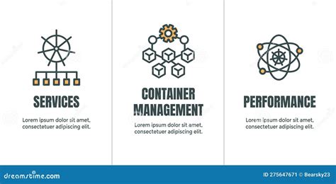 Kubernetes Development Environment Infographic Icon Set With Web Header Banner Stock Vector