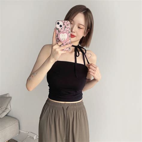 드포유 11힙한무드 Y2k 레이어드 스트랩 홀터 리본 초커 끈나시 홀터넥나시 튜브탑 스트랩나시 크롭나시 탑나시 여름나시 9color