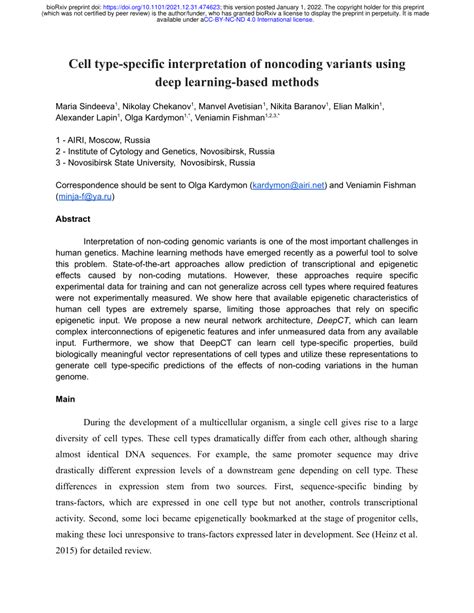 Pdf Cell Type Specific Interpretation Of Noncoding Variants Using