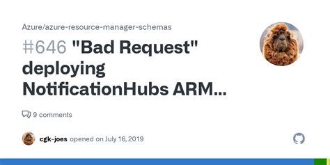 Bad Request Deploying NotificationHubs ARM Template Issue Azure Azure Resource
