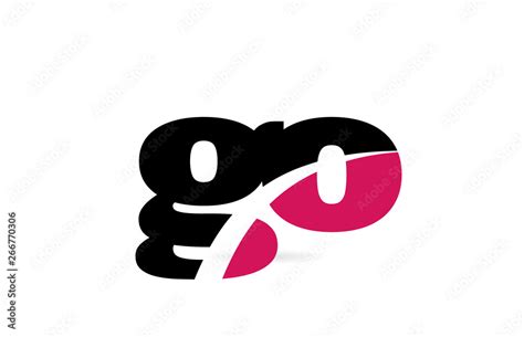 Go G O Pink And Black Alphabet Letter Combination Logo Icon Design