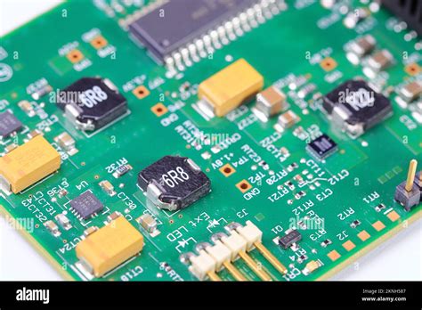 Electronics Circuit Board With Components And Pin Connector 4 Pin