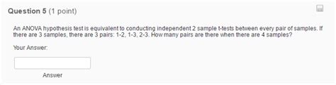 Solved Question 1 1 Point In An Anova Hypothesis Test We