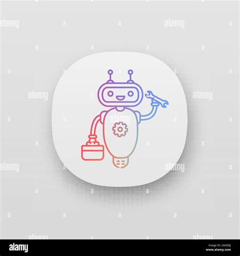 Repair Chatbot App Icon Uiux User Interface Robot With Set Of Tools