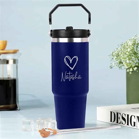 Personalized Tumbler With Handle And Straw 900ml Nutcase India