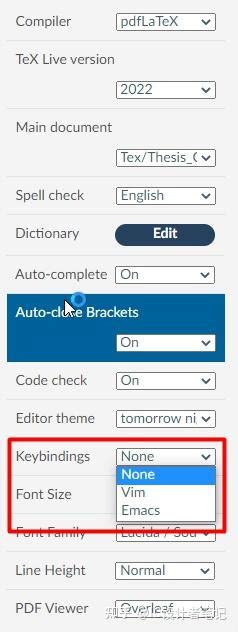 如何将overleaf的默认编辑器设置为vim 或 Emacs 知乎
