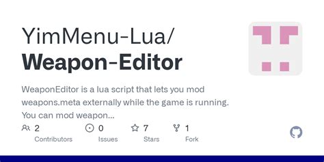 Github Yimmenu Lua Weapon Editor Weaponeditor Is A Lua Script That