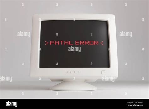 Retro Crt Monitor Showing Pixelated Text Fatal Error Illustration Of