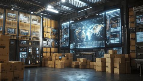 Modern Office With Ai Generated Data Visualization Stock Illustration Illustration Of