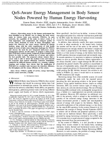 Pdf Energy Management For Qos In Body Sensors