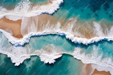 Premium Photo Ocean Beach Aerial Top Down View With Blue Water