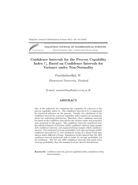 Confidence Interval Non Normality Pdf Normal Distribution Variance