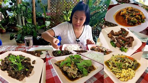 အပြင်ဆိုင်လေးမှာသွားစားမယ် ငါးအစပ်ချက် ဝက်အသဲသုပ် အမဲနေတစ်လှန်းကြော် အမဲသားစင်းကော သဘော်သီးထောင