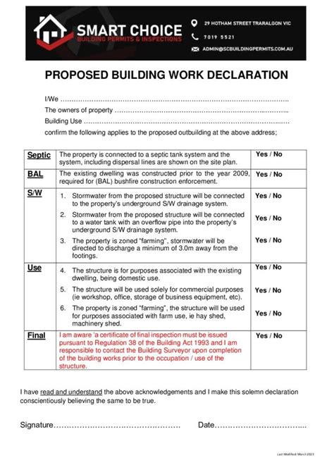 Statutory Declaration Stat Dec Form Smart Choice Building Permits And Inspections
