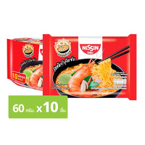 นิสชิน บะหมี่กึ่งสำเร็จรูป รสต้มยำกุ้งแซ่บ 60 ก แพ็ค 10 Big C Online