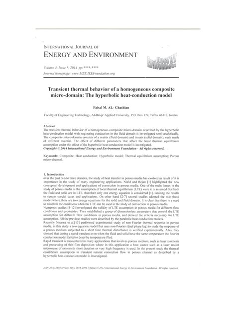 Pdf Transient Thermal Behavior Of A Homogeneous Composite Micro