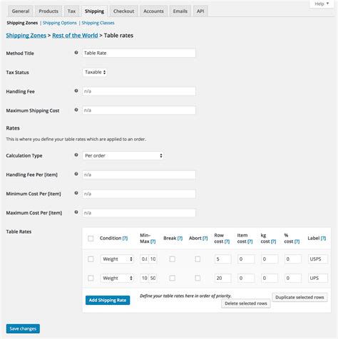 Table Rate Shipping Woocommerce