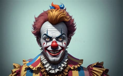 Male Clown Portrait Of Happy Jester In Bright Style Generative Ai
