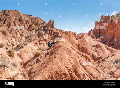 Geological Formations At Skazka Canyon Kyrgyzstan Central Asia Stock