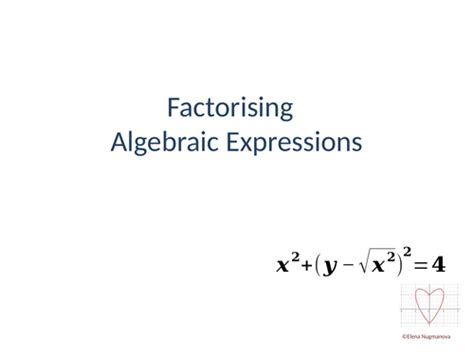 Factorising Algebraic Expressions Lesson Teaching Resources
