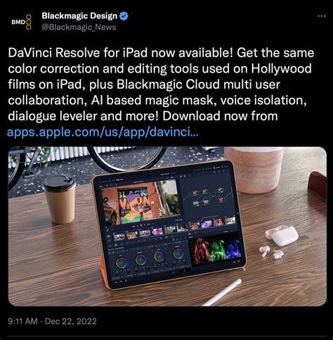 Professional Video Editing Software Davinci Resolve Is Now Available On