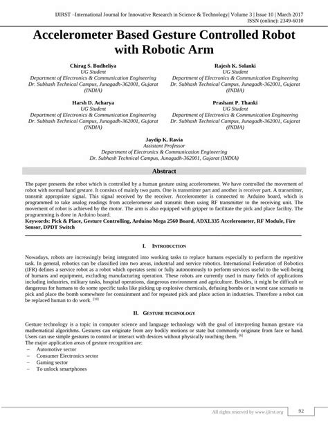 pdf accelerometer based gesture controlled robot with … based gesture controlled robot