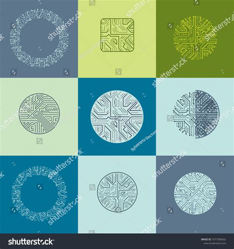 Collection Vector Microchip Designs Cpu Information Stock Vector Royalty Free