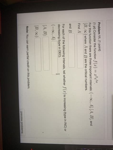 solved problem 11 1 point 1 pt consider the function