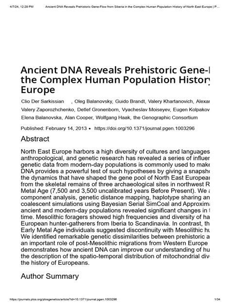 Ancient Dna Reveals Prehistoric Gene Flow From Siberia In The Complex
