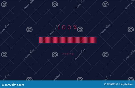 100 Percent Uploading Progress Bar Red Loading And Processing Menu Bar Design Stock Vector
